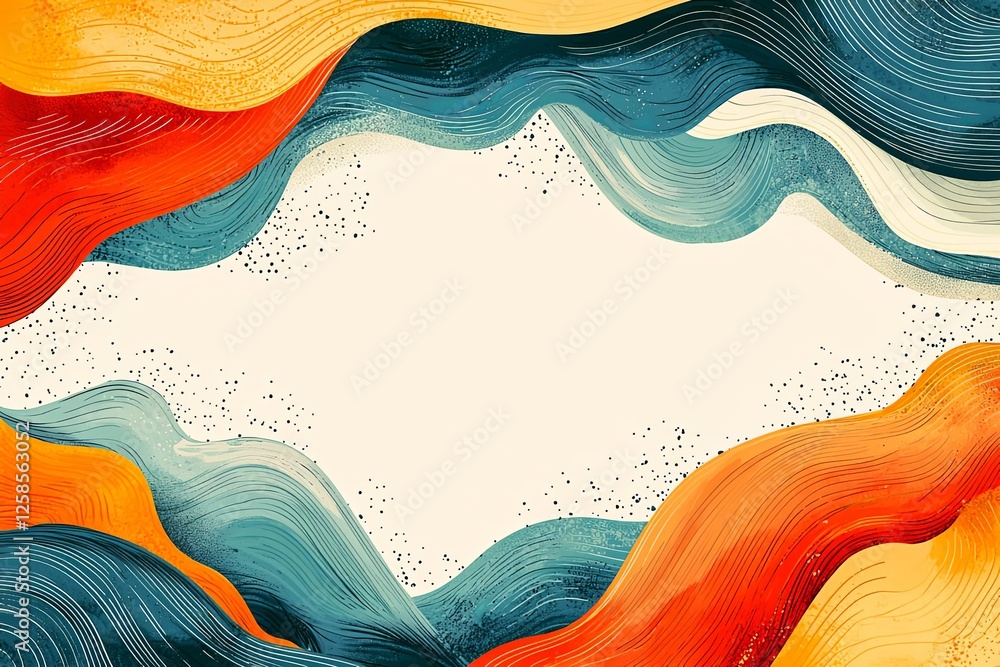 Wave scalloped edge frame. Doodle border with wavy pattern. Trendy ...