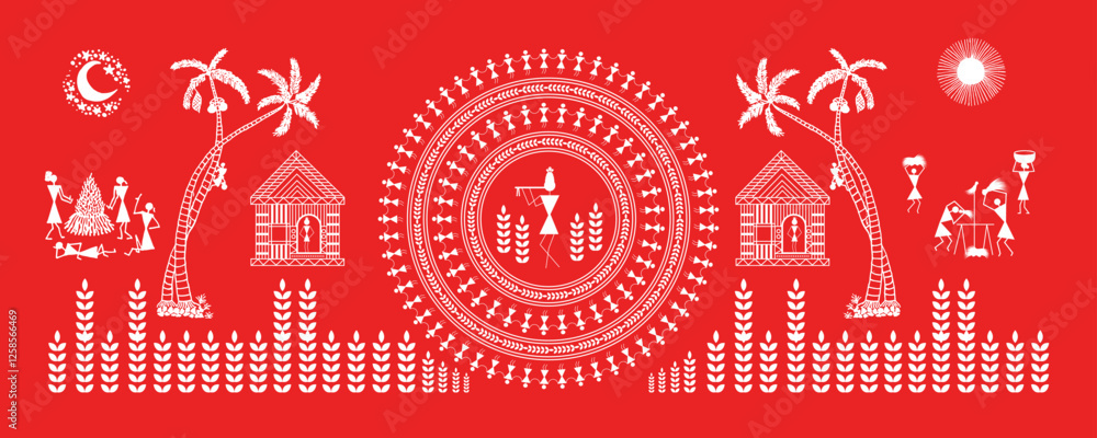 Indian Tribal Art: Krishna Leela in Warli Style. Warli art, Indian ...