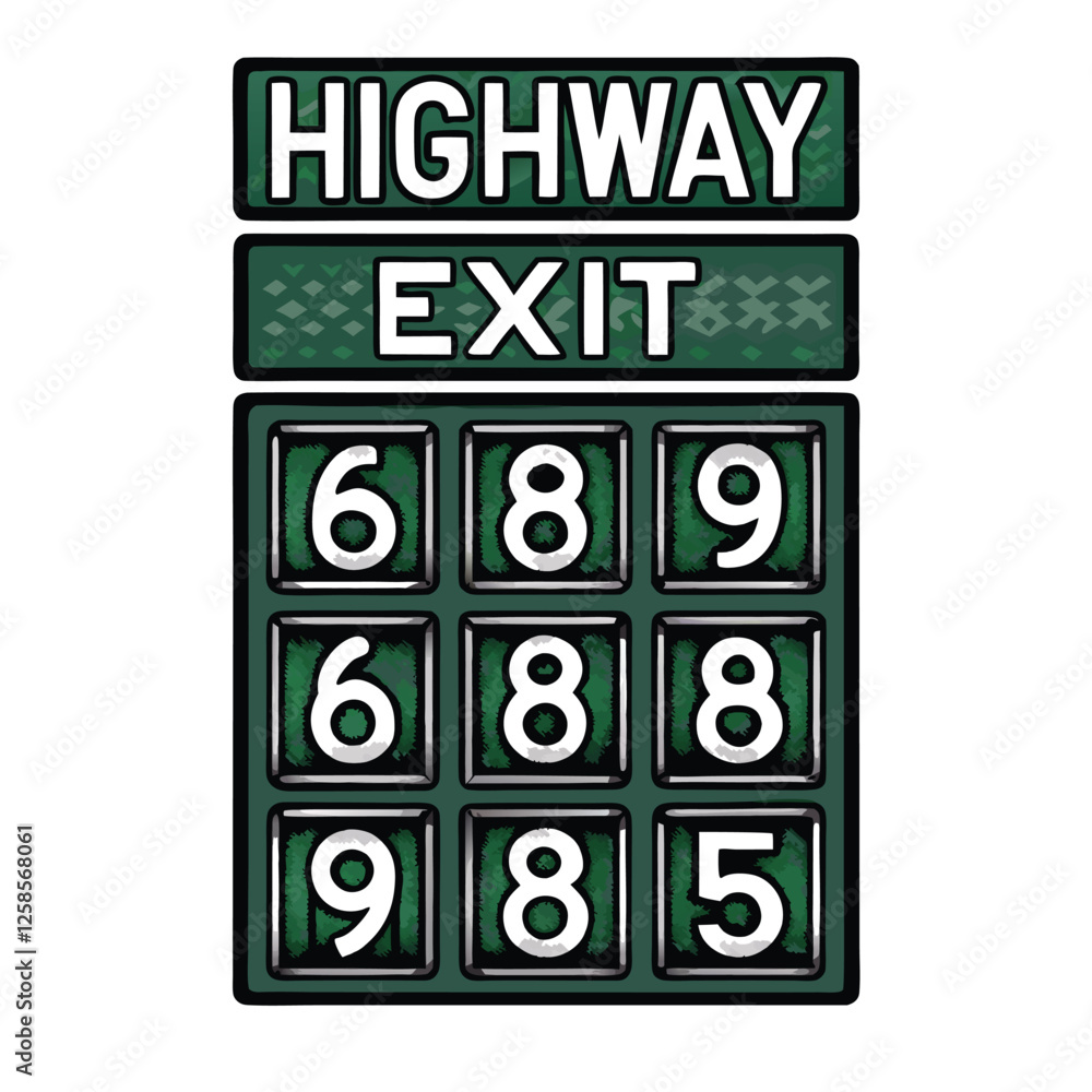 Create a vector illustration of a realistic highway exit sign ...