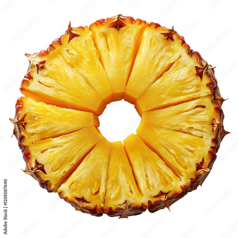 round pineapple slice top view isolated on transparent background Stock ...