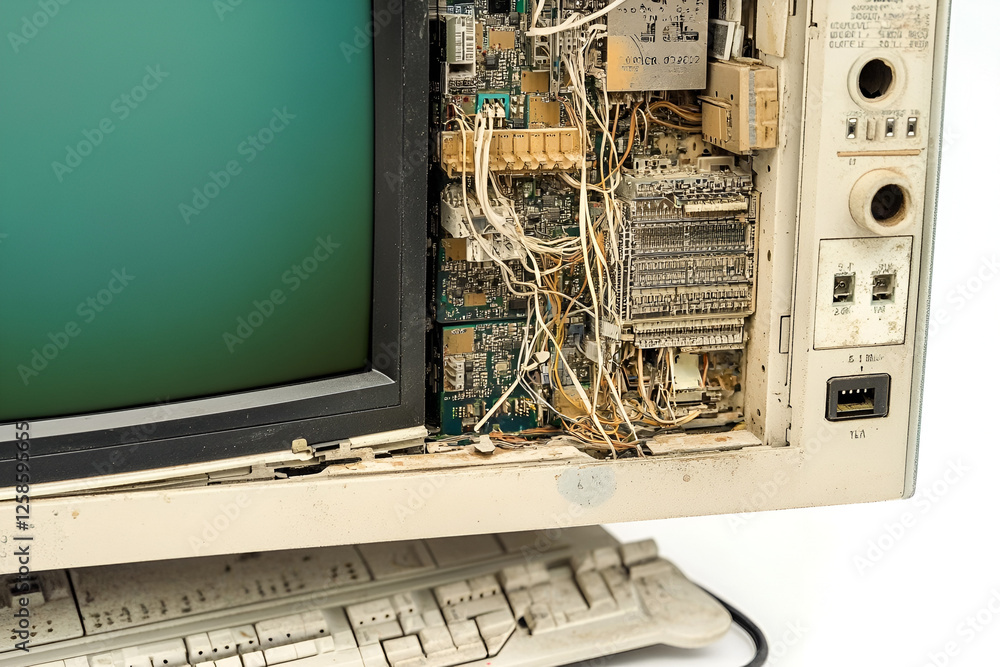 Vintage Computer Disassembly: A detailed close-up shot reveals the ...
