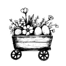 Wooden Wagon With Easter Eggs Free Stock Photo - Public Domain Pictures