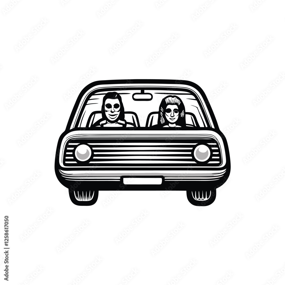 Create a vector illustration of a carpool lane symbol featuring two ...