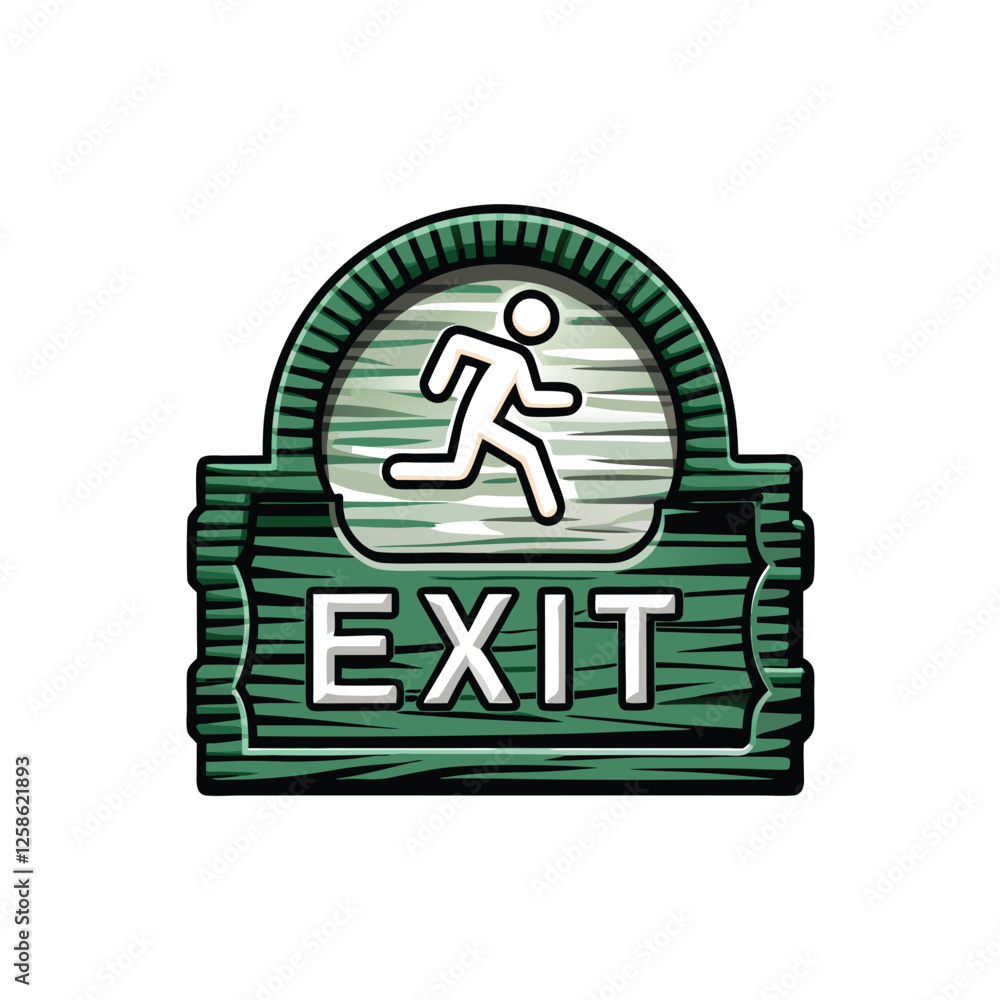 Design a vibrant green vector sign indicating an emergency exit ...