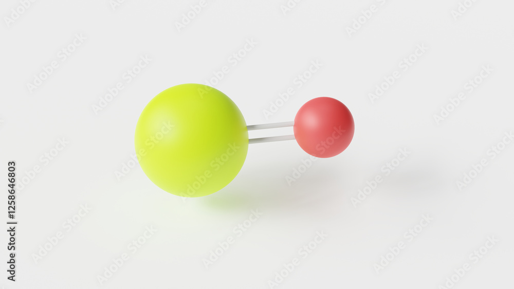 magnesium oxide, molecule 3d, molecular structure, ball and stick model ...