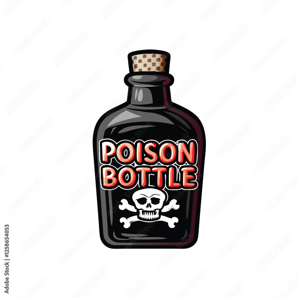 Create a detailed vector illustration of a poison bottle with a skull ...
