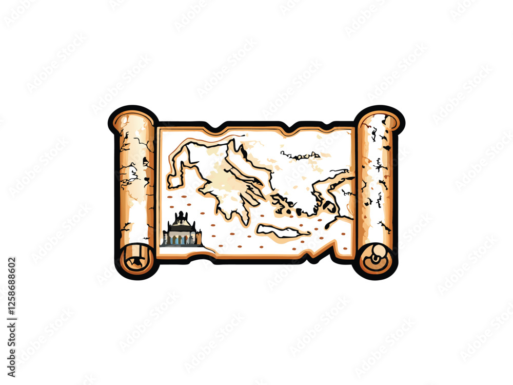 Create a detailed vector map of Ancient Greece in a historical style ...
