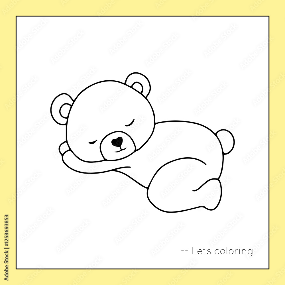 Coloring book animal bear lineart design. worksheet coloring kids,Black ...