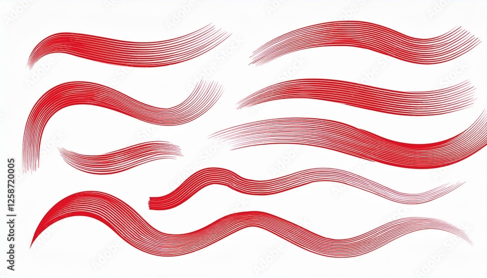 Red squiggle brush scribble underline. Marker pen emphasis highlight ...