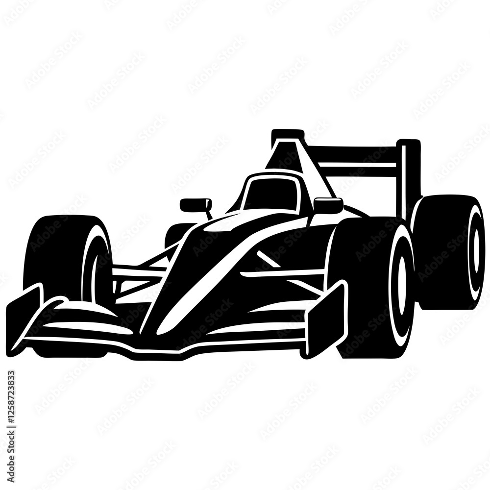 Formula 1 car with a spoiler silhouette vector illustration Stock ...