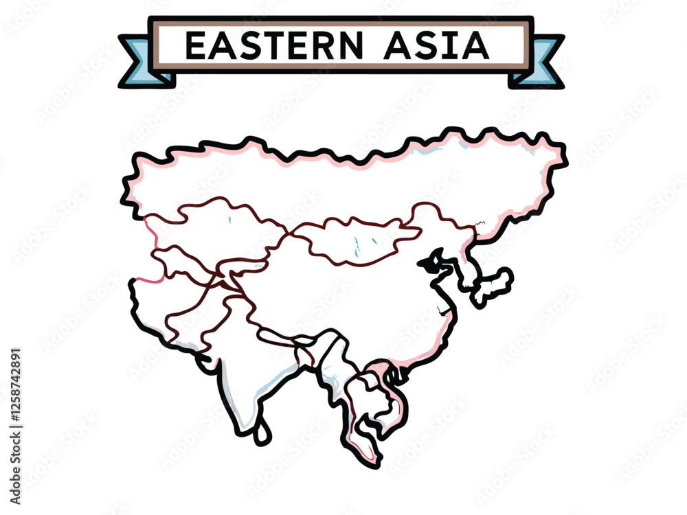 Create a detailed vector map of Eastern Asia highlighting major river ...