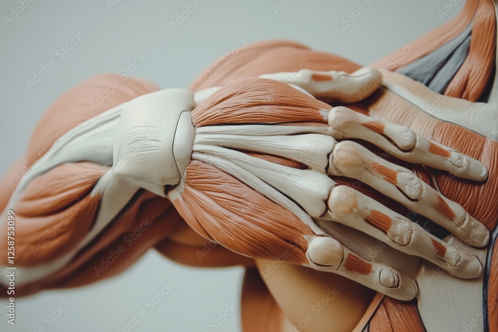 Shoulder muscles and bones are displayed to represent the human body ...