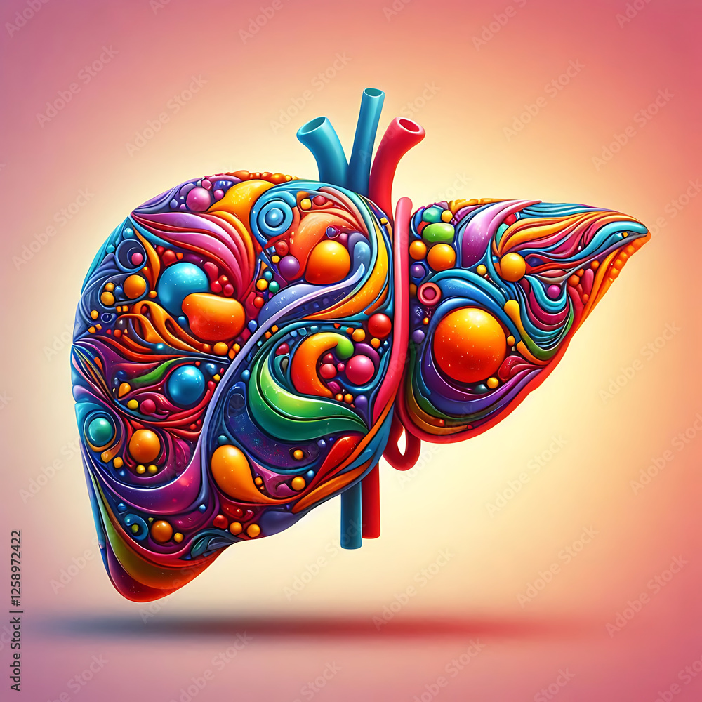 Ilustración de Stock Realistic liver anatomy structure. Vector hepatic ...