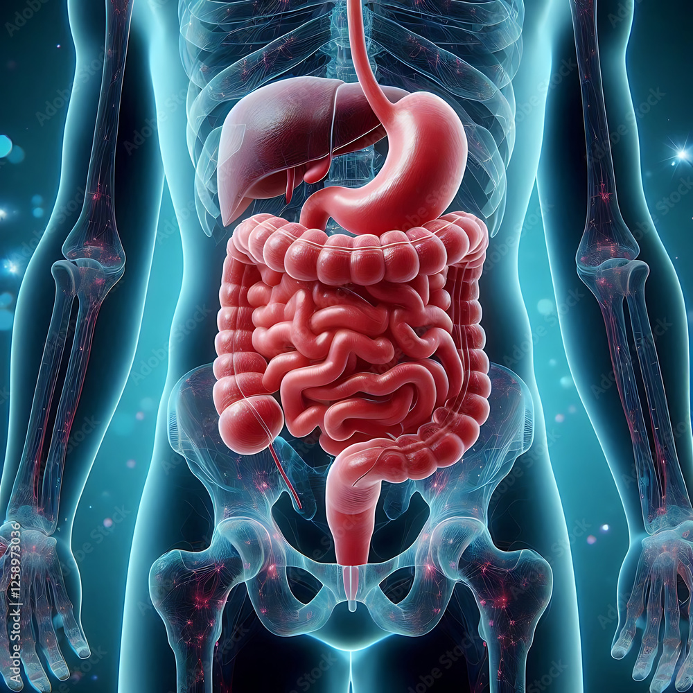 Ilustración de Stock 3d illustration of human digestive system isolated ...