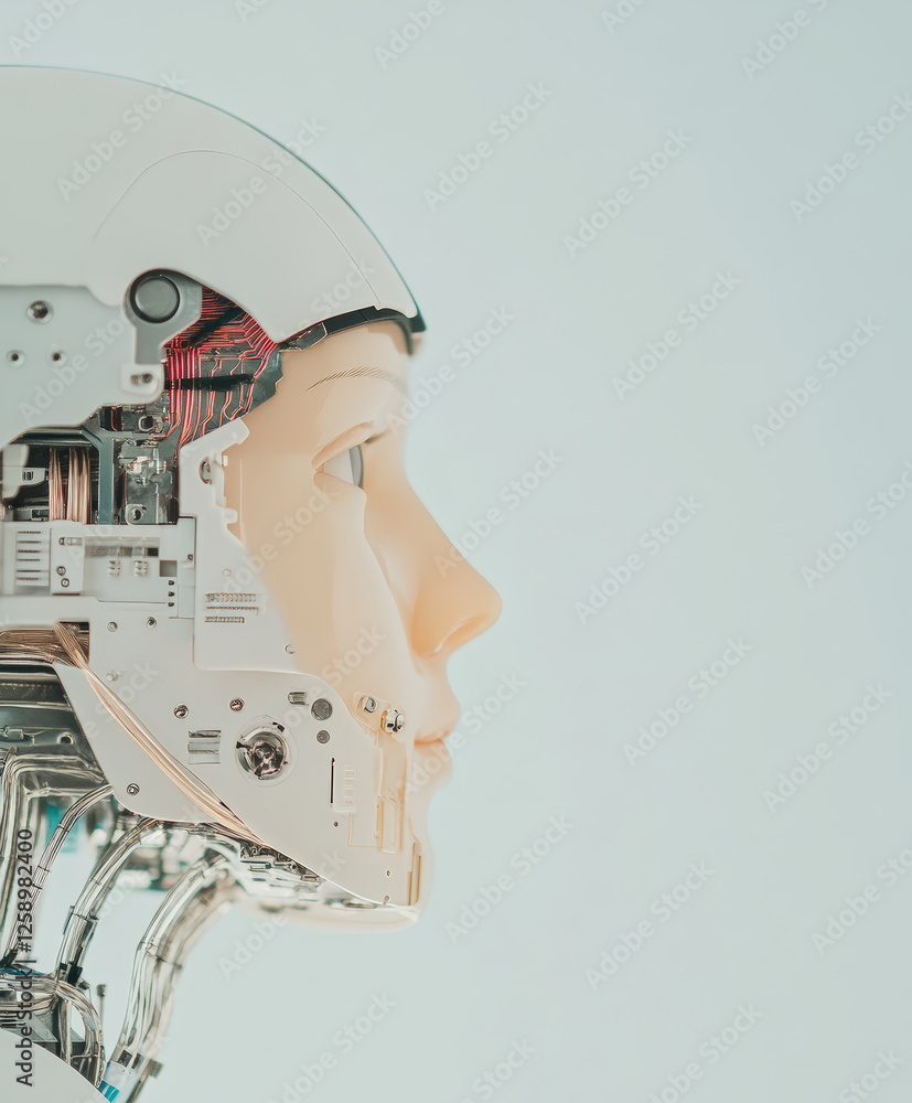 Partially Disassembled Robotic Head with Exposed Internal Mechanisms ...
