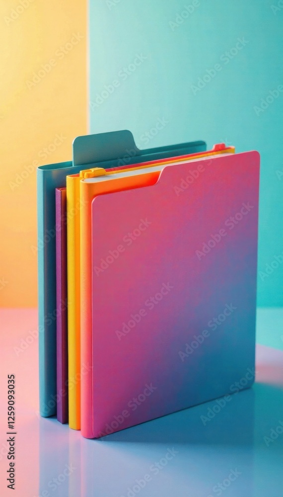 Colorful folder with different sections and tabs on a minimalist ...