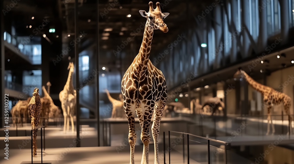 Impressive Giraffes Displayed in Modern Museum Setting with Artifacts ...