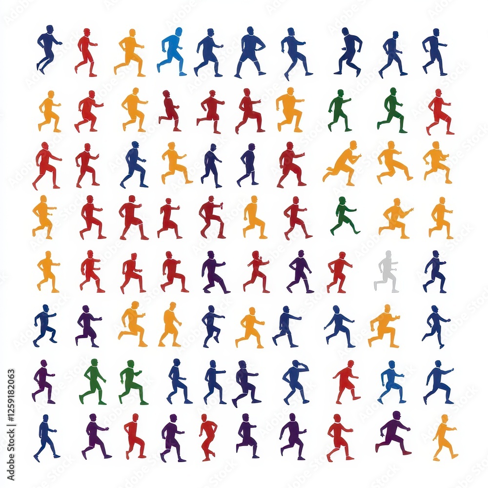 Colorful Pixel Art Running Figures Spritesheet Stock Illustration ...
