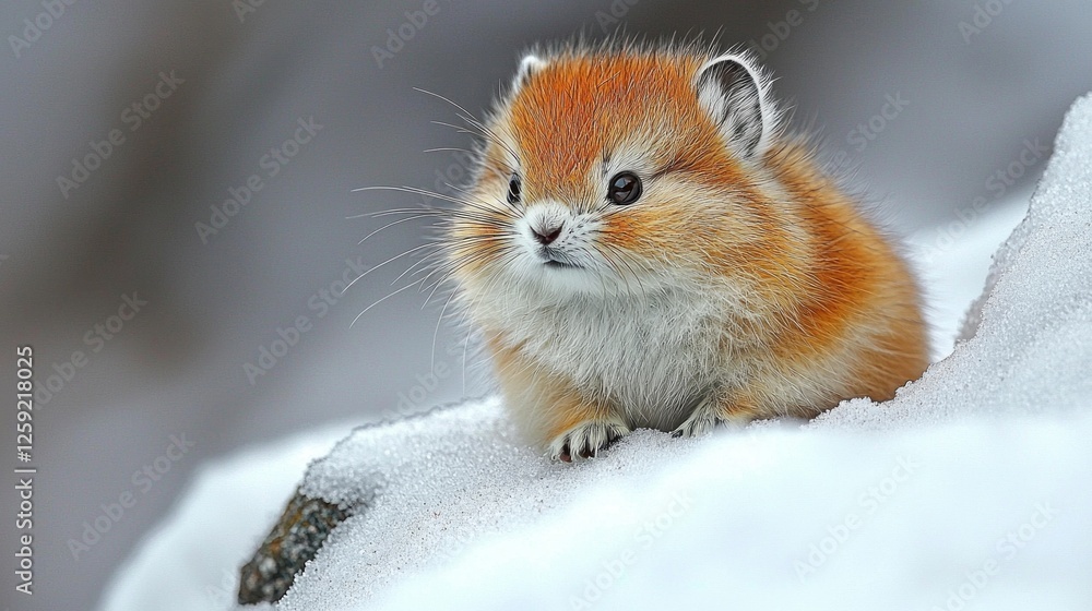 tiny pika sits on white background its round body covered in soft ...