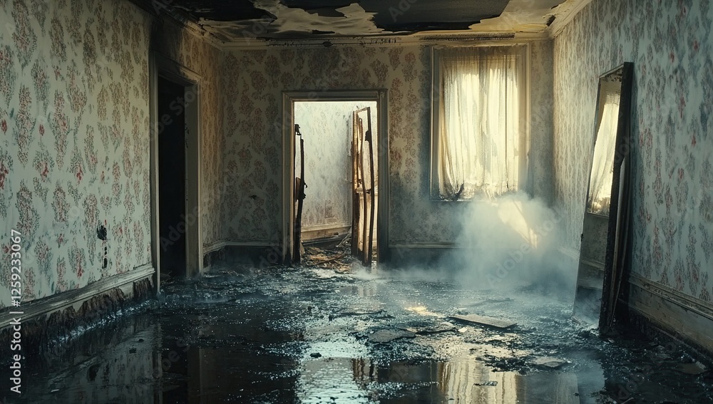Exploring a Fire-Damaged House: Waterlogged Rooms, Destroyed Doors ...