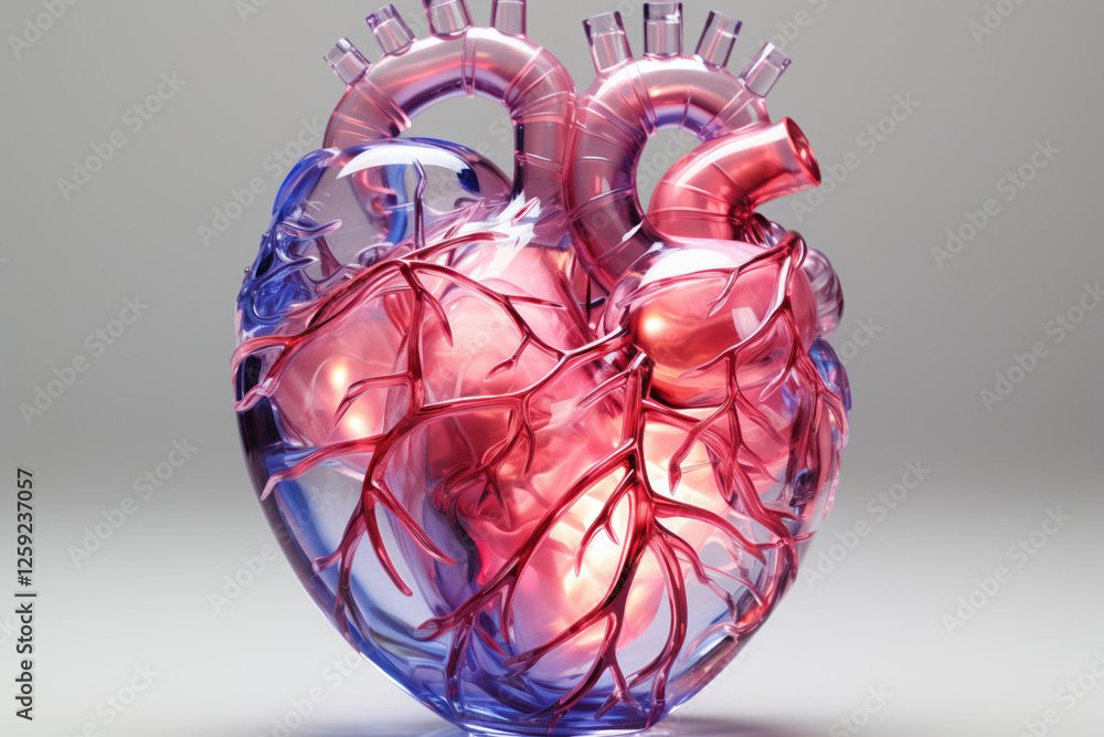 holographic Illustration of X-ray image of human heart with blood ...