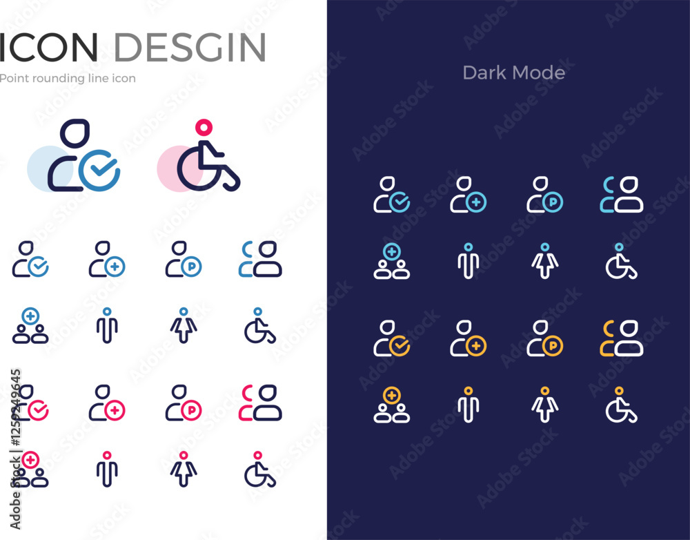 icons set, Disabled person verification person login My page male ...