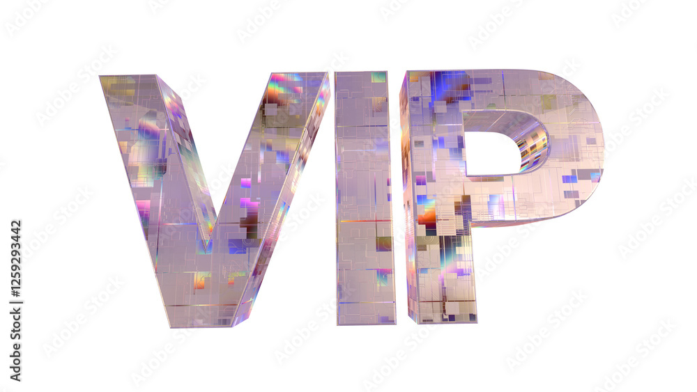3d VIP text with silicon semiconductor wafer texture isolated on a ...
