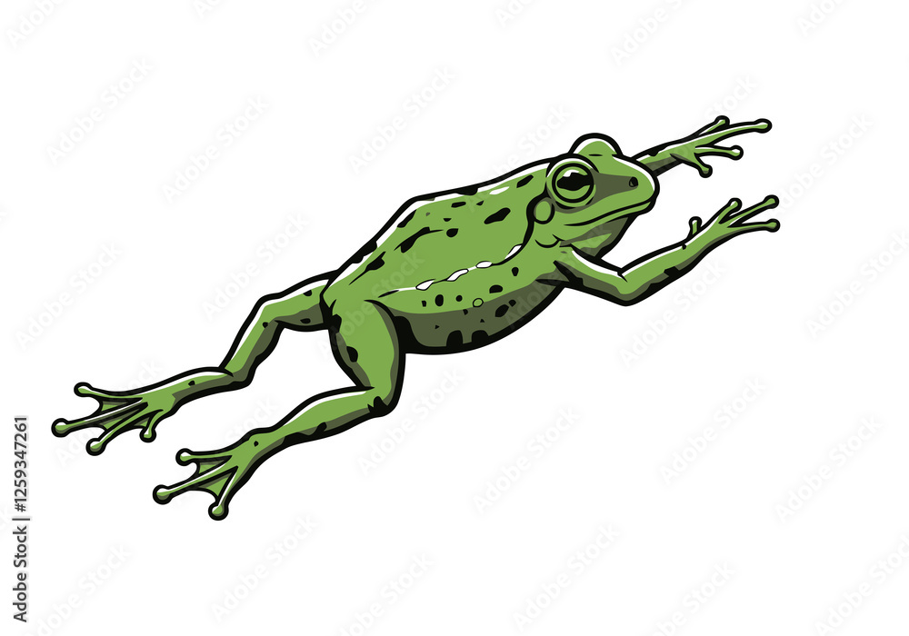 Hopping Frog Clipart. Green frog with webbed feet in a leaping pose ...