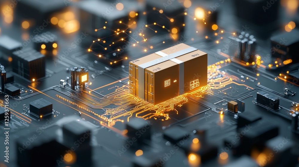 Innovative technology action futuristic package delivery system on ...