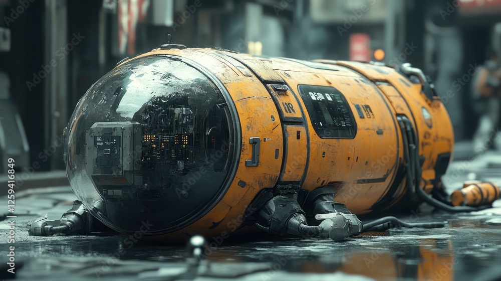 Military robot examining suspicious device, scanning protocols active ...