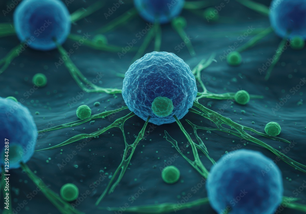 Microscopic View of Viral Infection. A detailed microscopic image ...