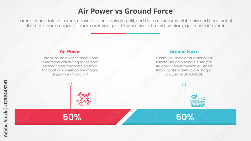 air power vs ground force comparison opposite infographic concept for ...