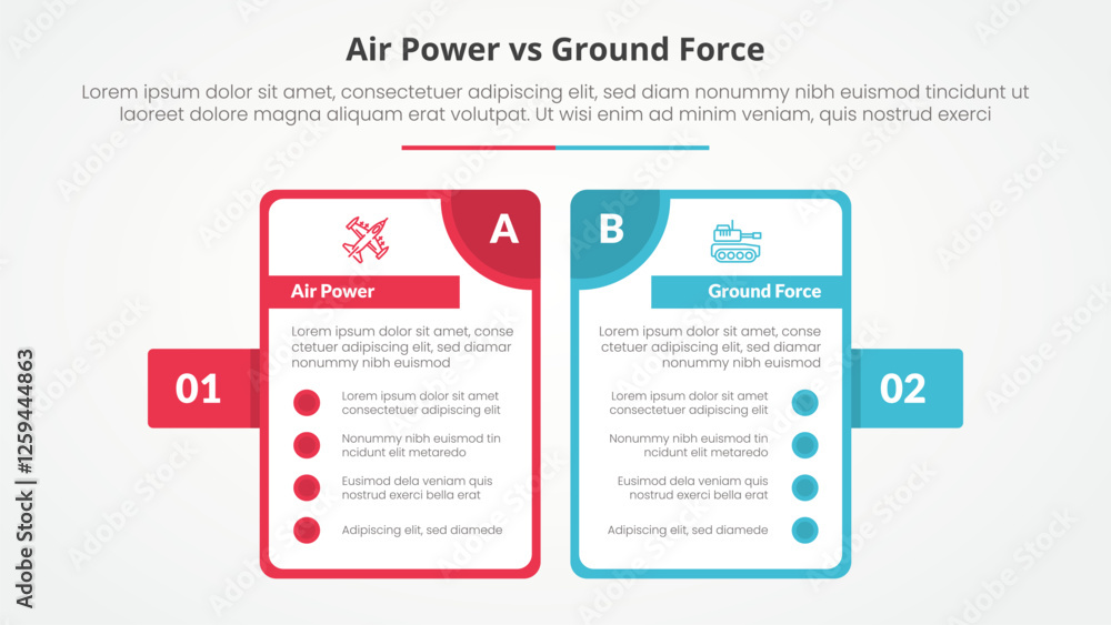 air power vs ground force comparison opposite infographic concept for ...