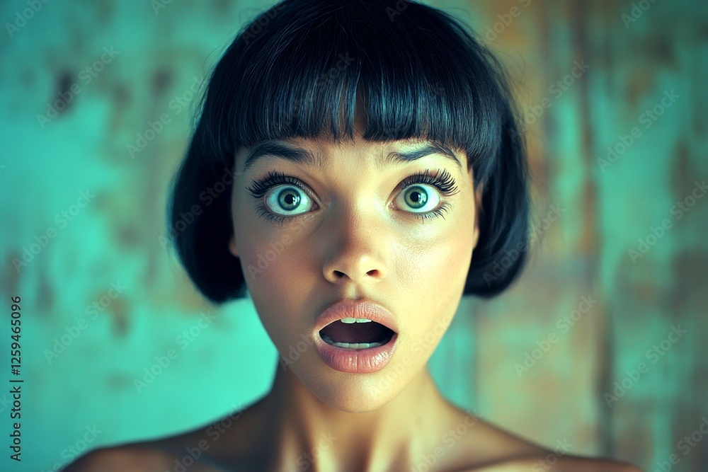 Short haircut - straight hair. Commercial ad conceptual art. Gorgeous ...