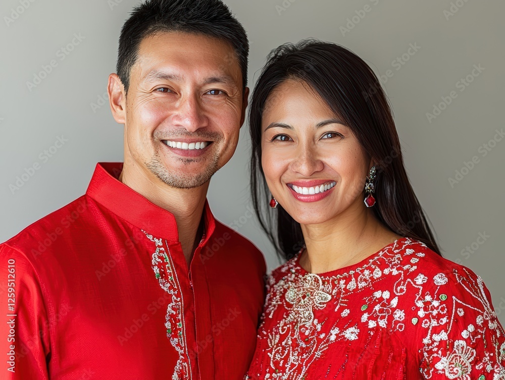 Radiant Filipino couple in traditional barong tagalog attire showcasing ...