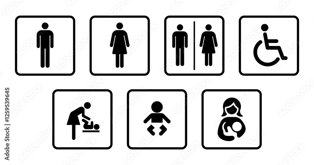 simple common restroom baby change table room disabled symbol icon sign ...