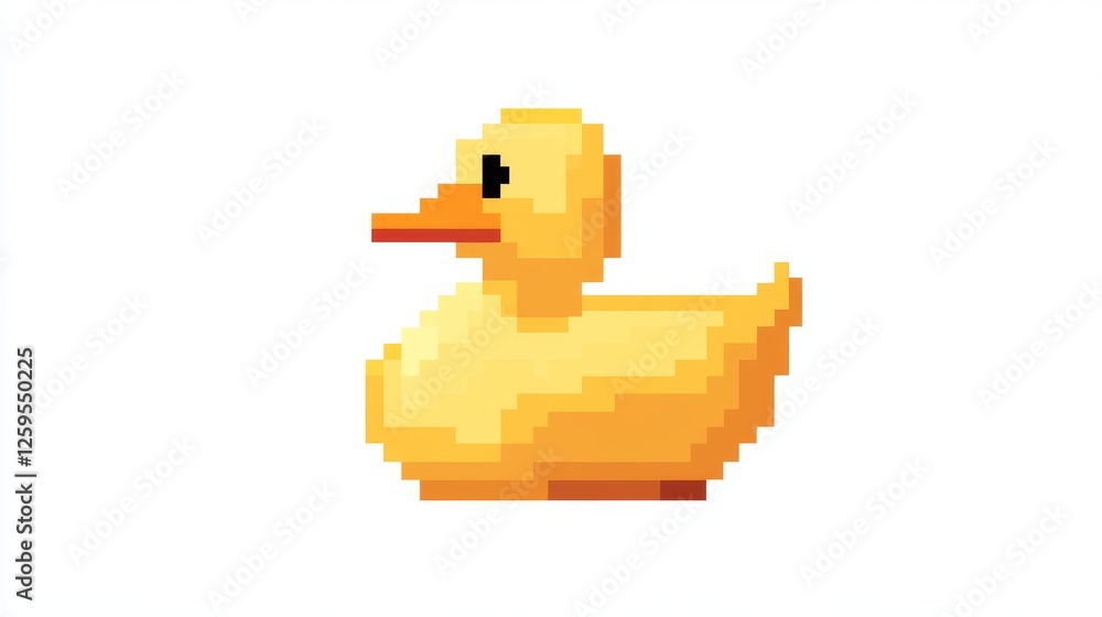 32.A pixel art-style yellow duck icon created in 8-bit format, with a simple yet recognizable ...