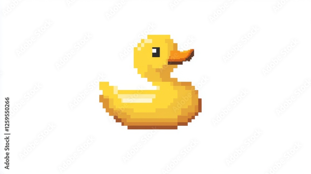 32.A pixel art-style yellow duck icon created in 8-bit format, with a simple yet recognizable ...
