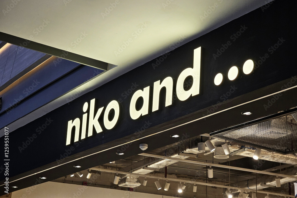 Bangkok Thailand February 19, 2025: niko and ... sign. Niko and ... is ...