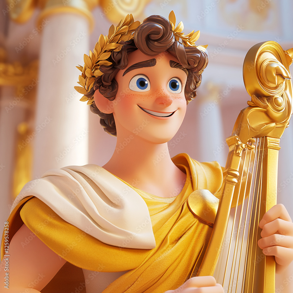 Greek god apollo Member of the Twelve Olympians in 3D cute style ...