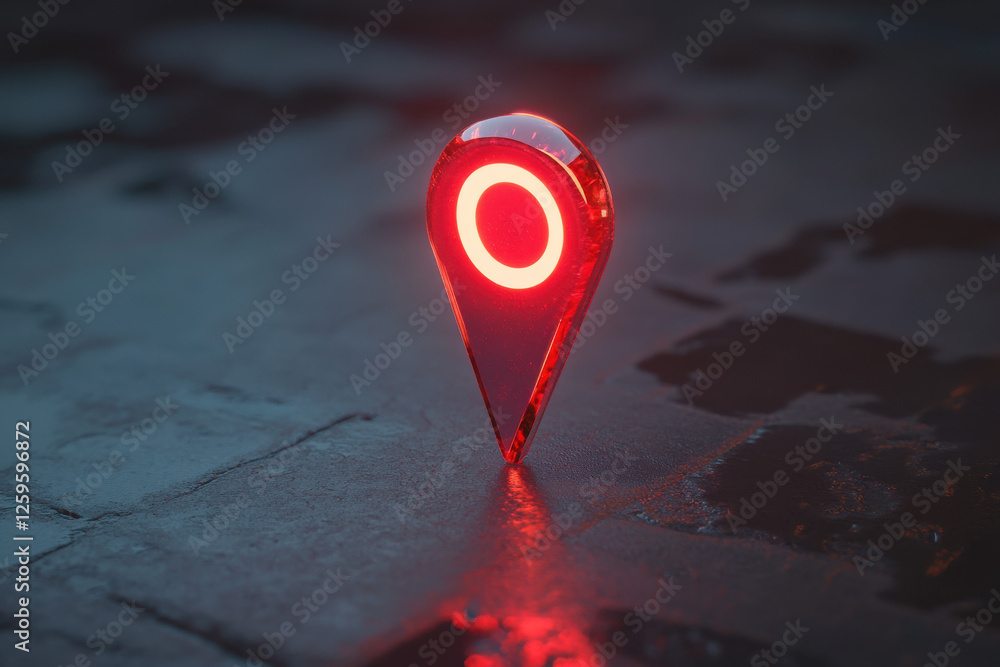 Ilustración de Stock red pin angled on a minimalistic map, capturing ...
