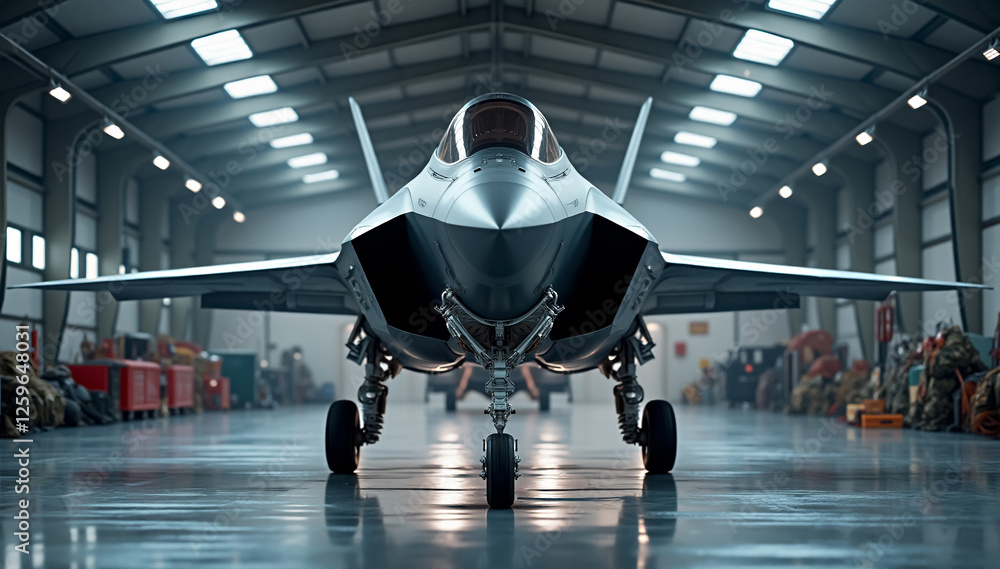 F-35 Lightning II jet in a modern hangar, showcasing advanced design ...
