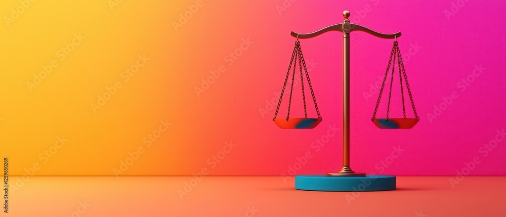 Institutions in global governance concept. Balanced scales on a vibrant ...