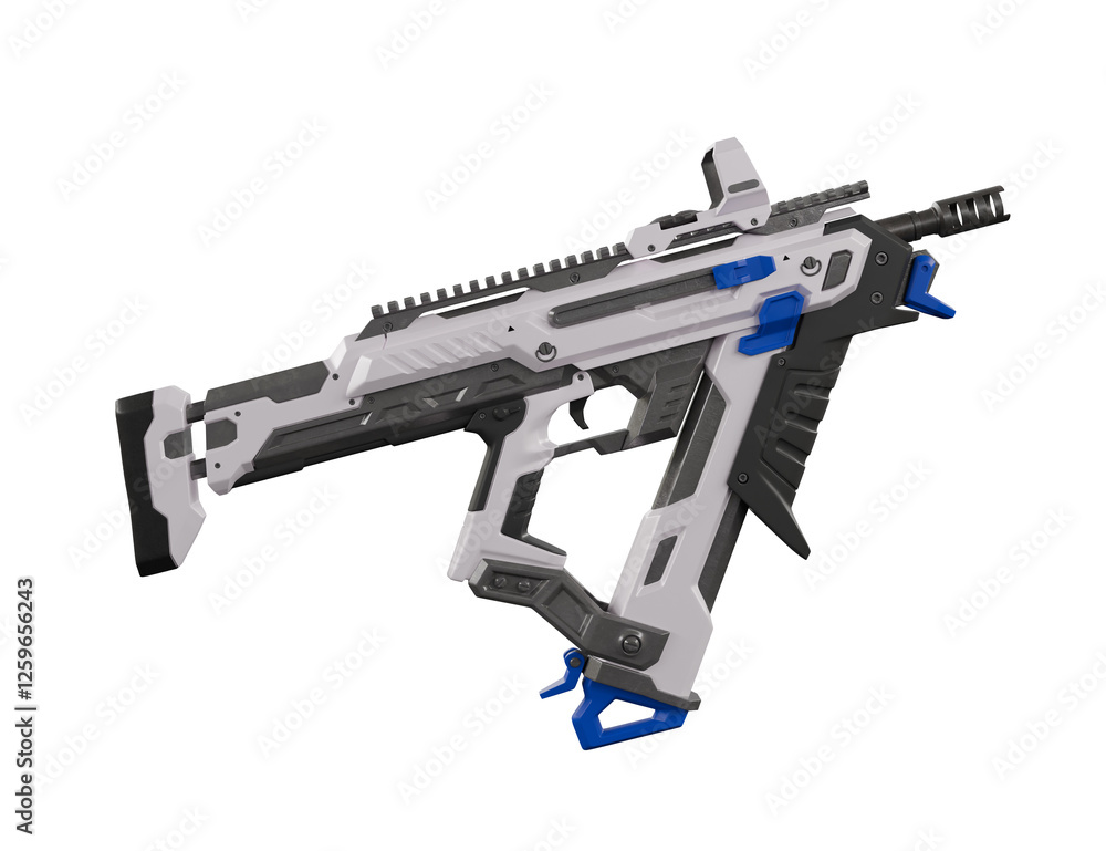 Sci Fi submachine gun isolated on white Stock Photo | Adobe Stock