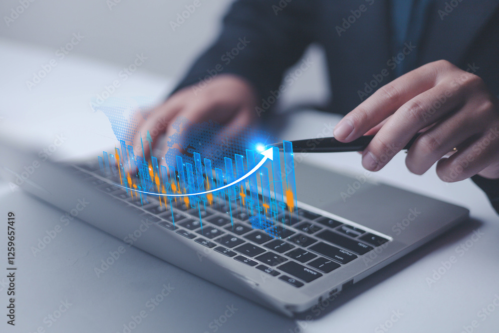 Businessman drawing graph and chart for analysis stock market, Analysis ...
