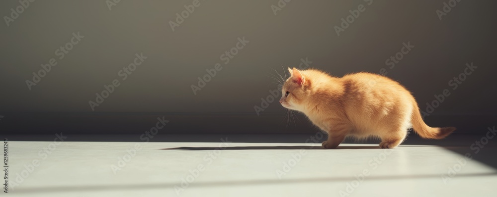 Cute fluffy animal casting an exaggerated dramatic shadow on a ...