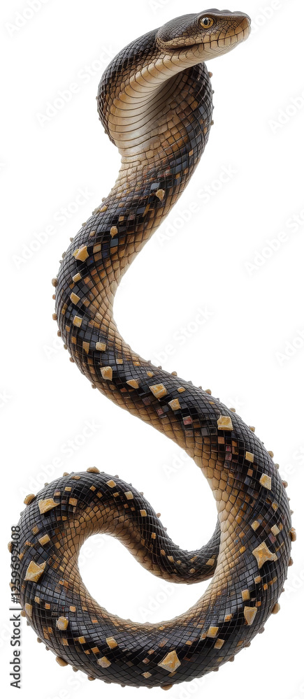 Reptilian Patterned Snake in S-Curve Pose, transparent background png ...