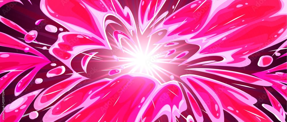 Pink anime explosion background with bright radial blast pattern ...