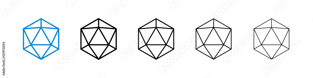 Dice d20 icons in five different stroke sizes Stock Vector | Adobe Stock