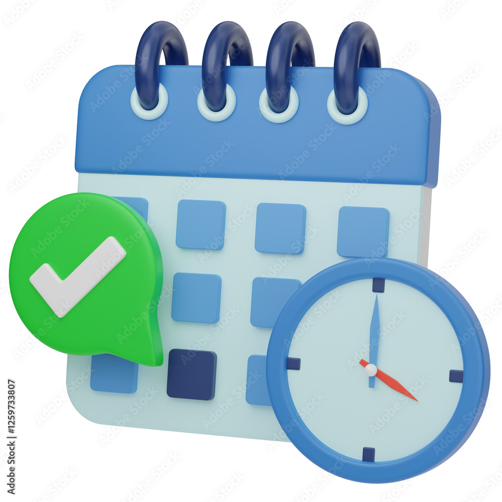 Vector illustration of a desktop calendar icon with a checklist mark ...